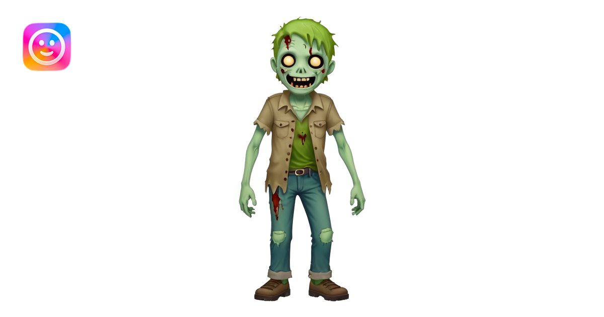 A cute, cheerful zombie is laughing at full length emoji | AI Emoji ...