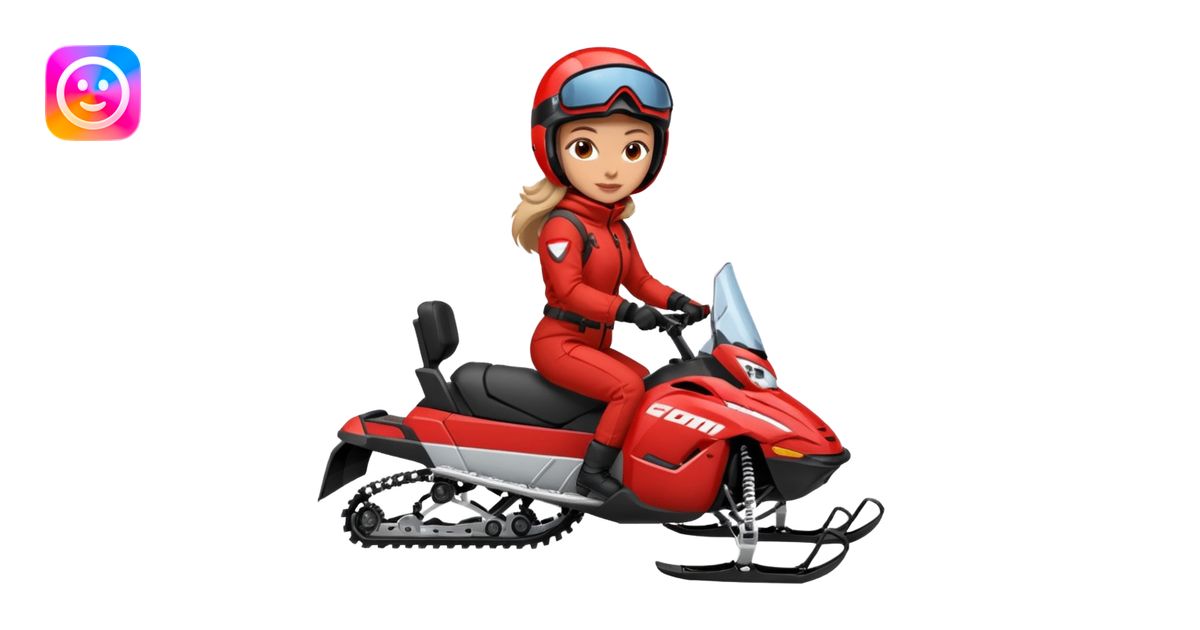 Woman on snowmobile emoji | AI Emoji Generator