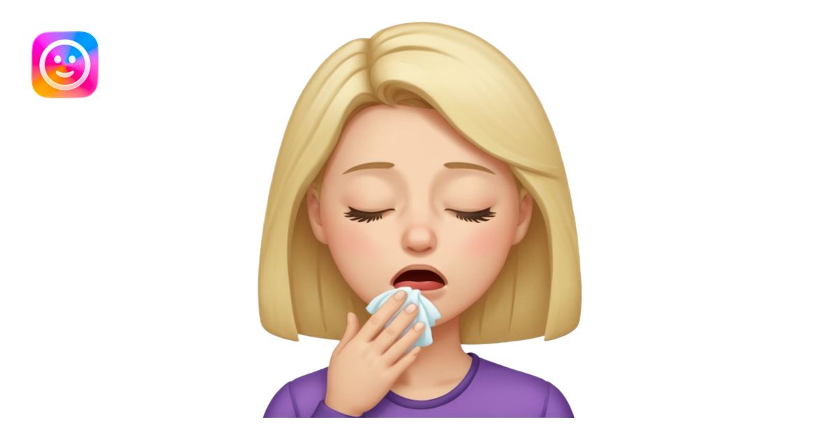 Woman mid-sneeze with puffed cheeks emoji | AI Emoji Generator