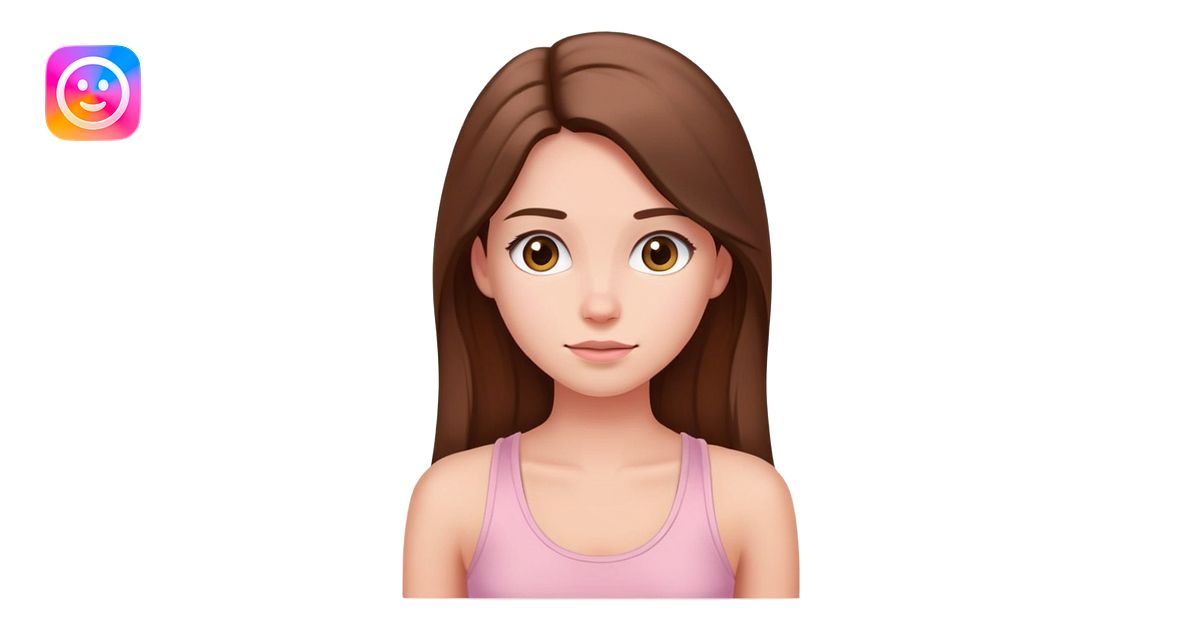 Girl with longhair wearing soft pink tank top emoji | AI Emoji Generator