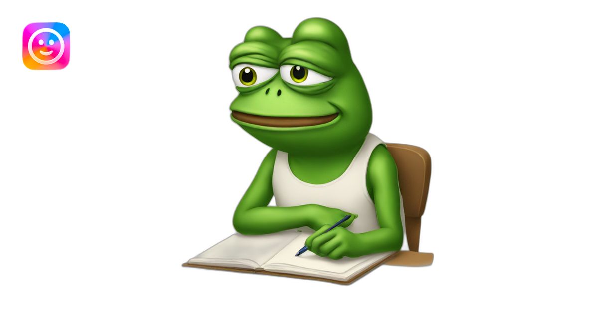 pepe the frog taking notes emoji | AI Emoji Generator