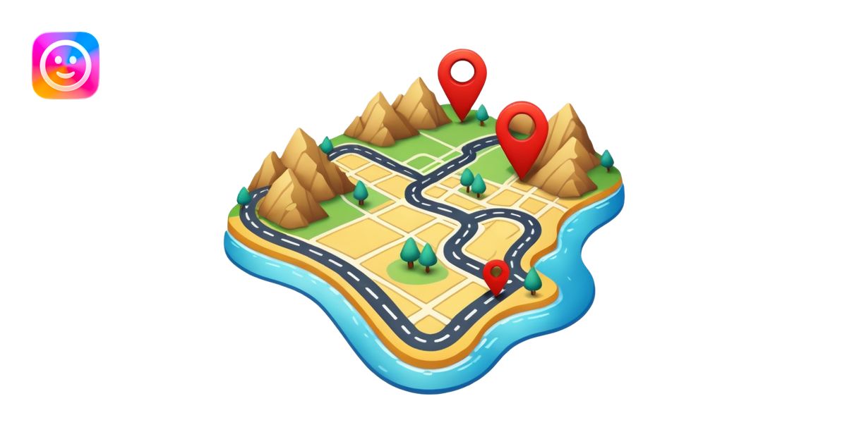 map with a marked route emoji | AI Emoji Generator