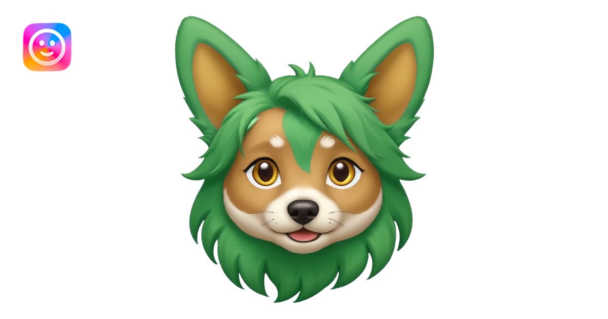 green haired dog with big ear piercing on tip of the ear emoji | AI ...