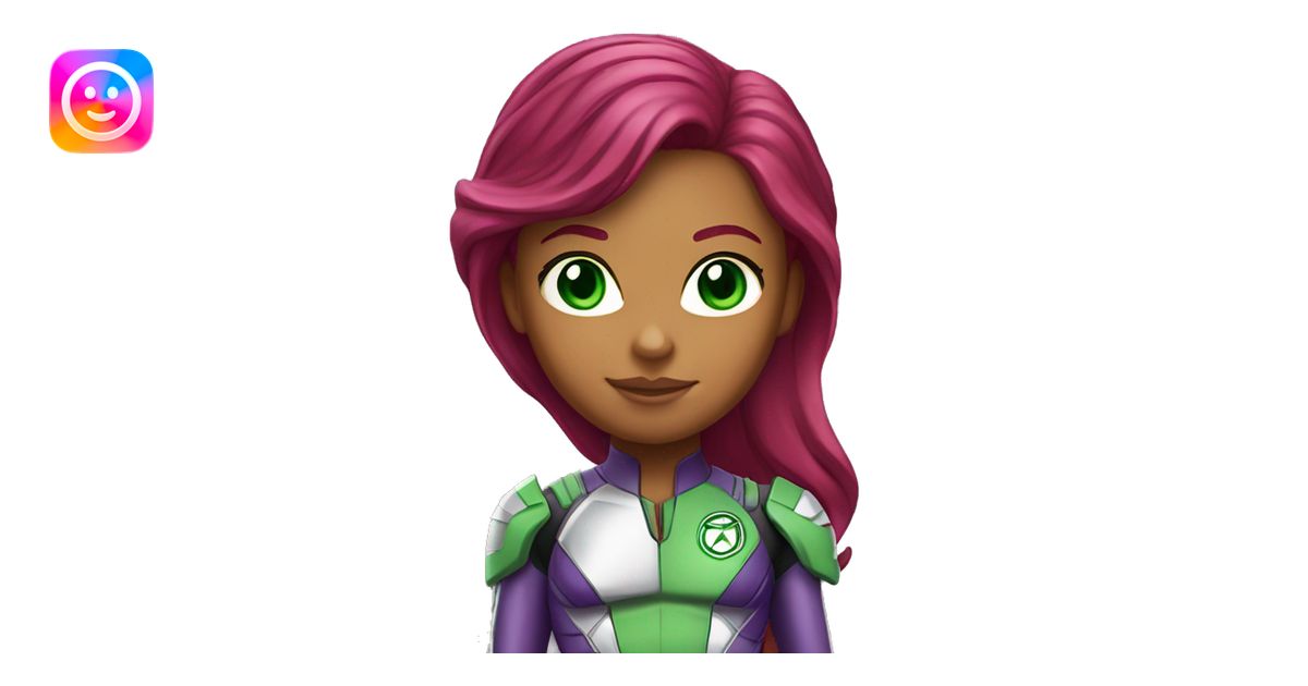 dc comics starfire red hair; green eyes, purple silver spacesuit emoji ...