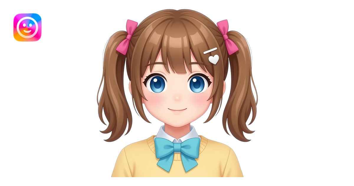 Neuro-sama, AI Vtuber, light-brown hair, blue big round eyes, anime ...