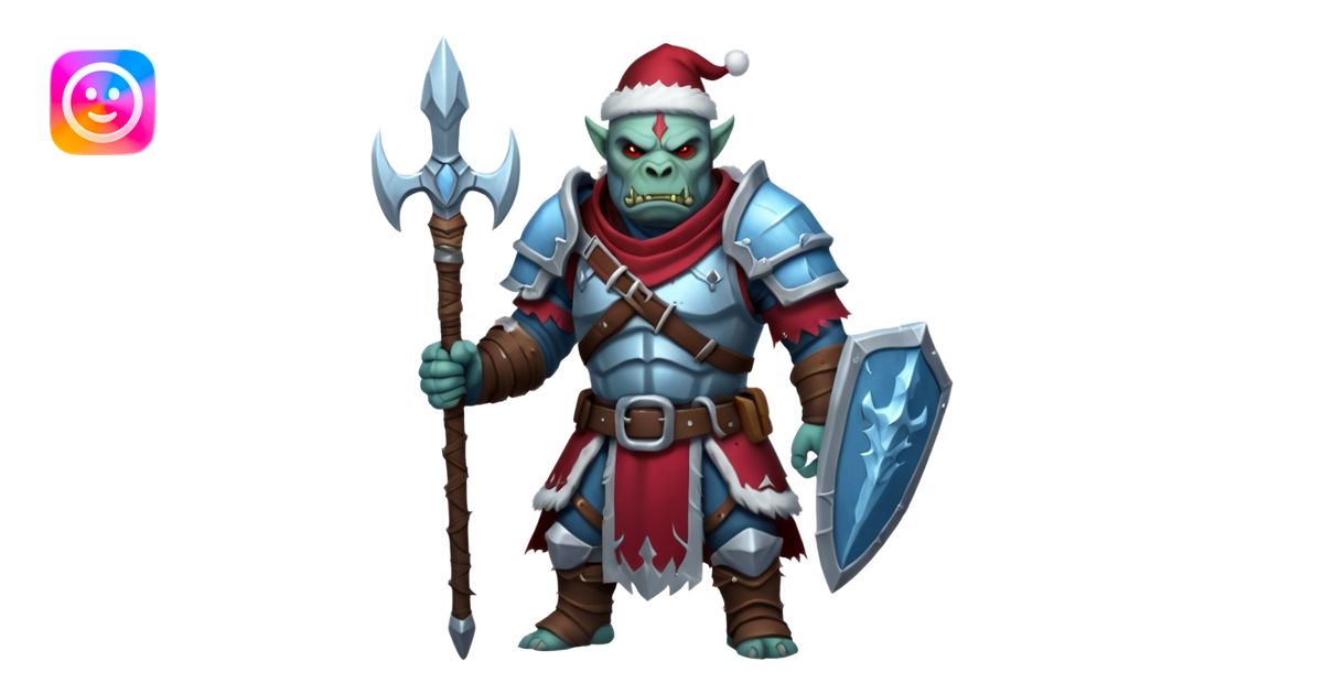 Fantasy Christmas orc legion soldier icon, iron tundra army theme ...