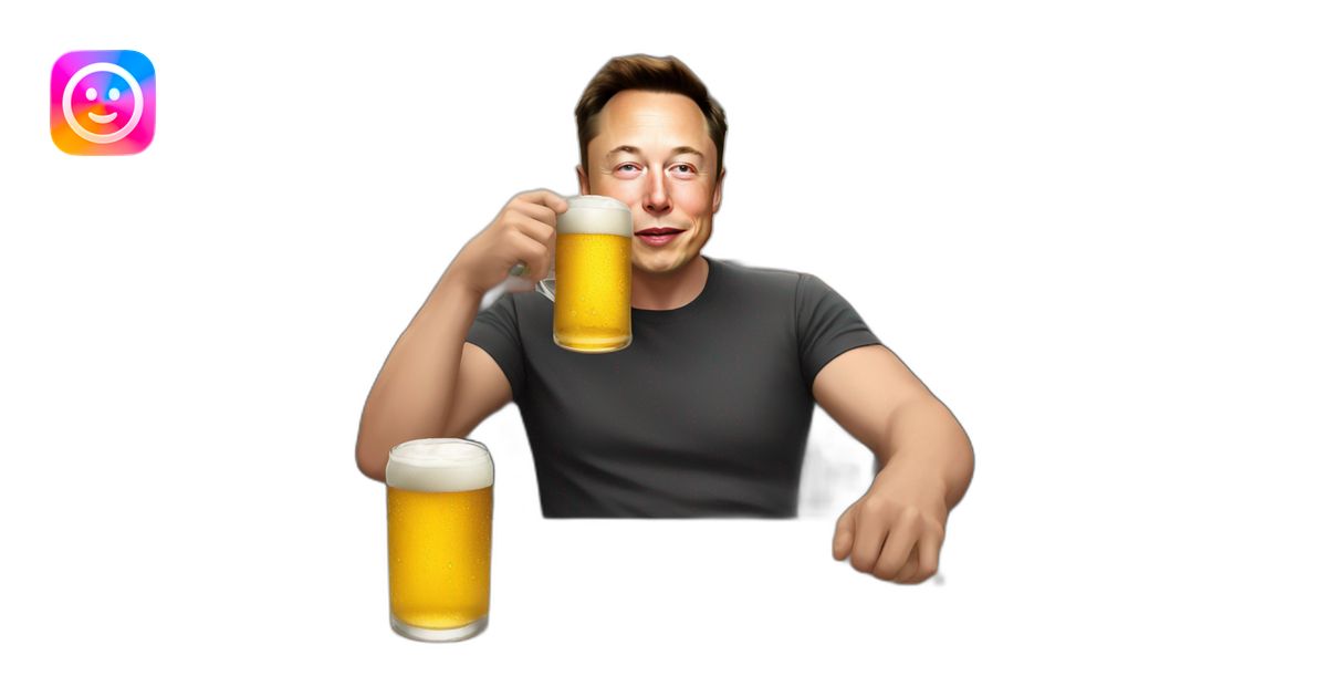 Elon Musk drinking a beer emoji | AI Emoji Generator