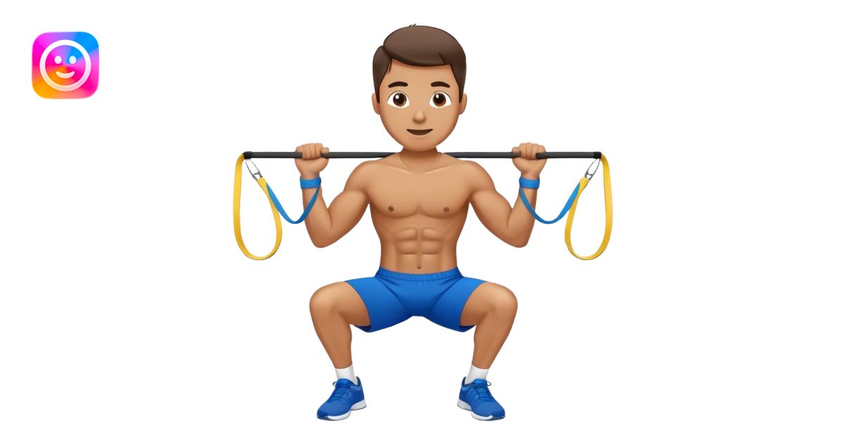 fit man with blue shorts resistance bands exercises emoji | AI Emoji ...