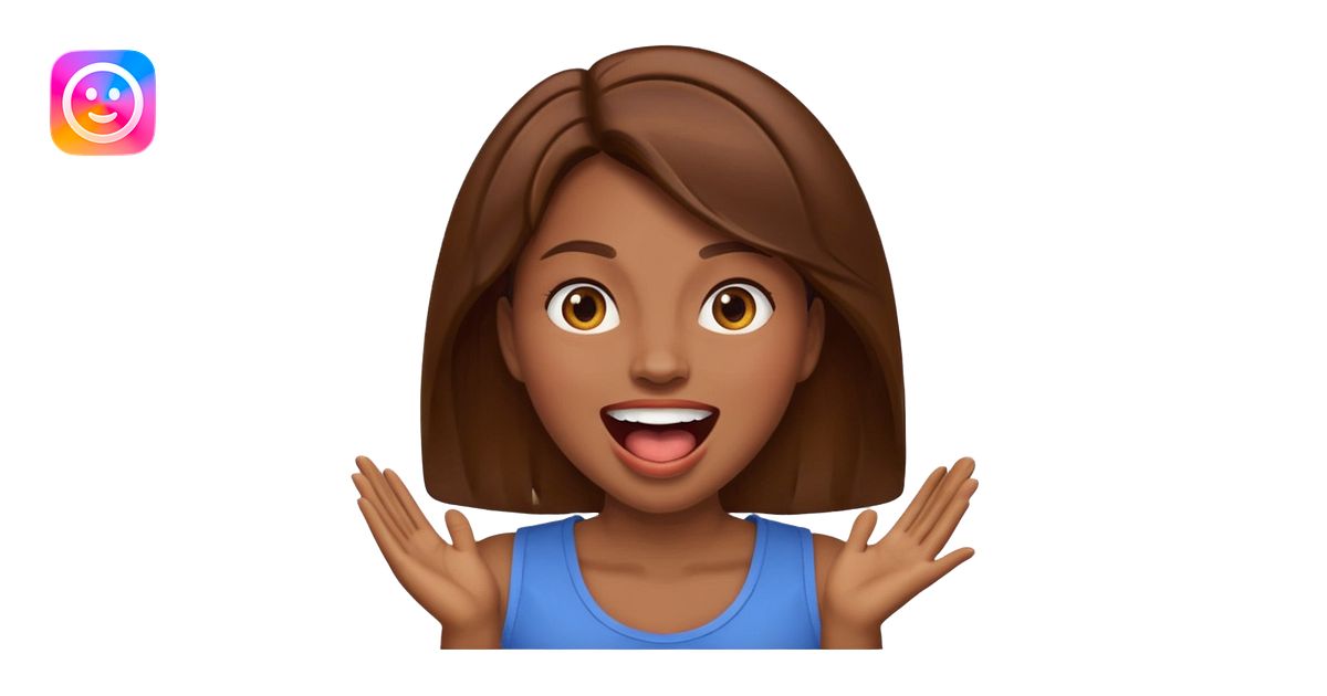 Woman brown hair with mouth open emoji | AI Emoji Generator