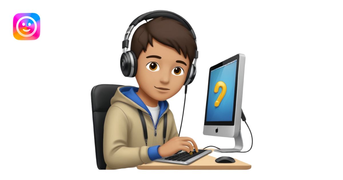 GenZ boy with headphones on and look like editor emoji | AI Emoji Generator
