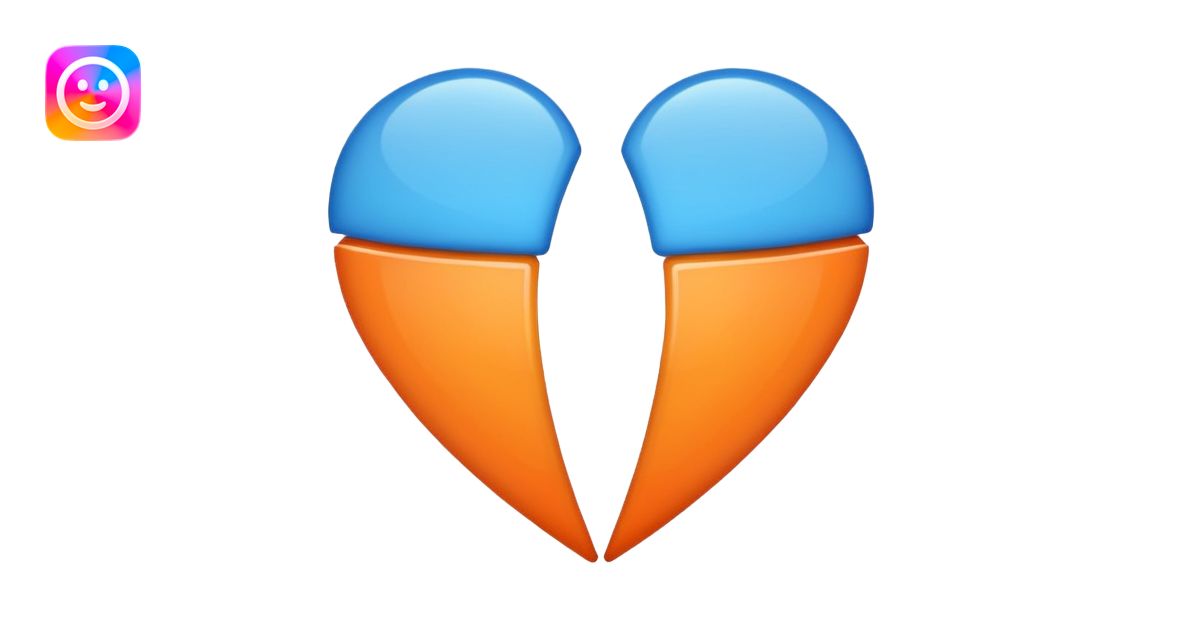 Half blue half orange heart split vertically emoji | AI Emoji Generator