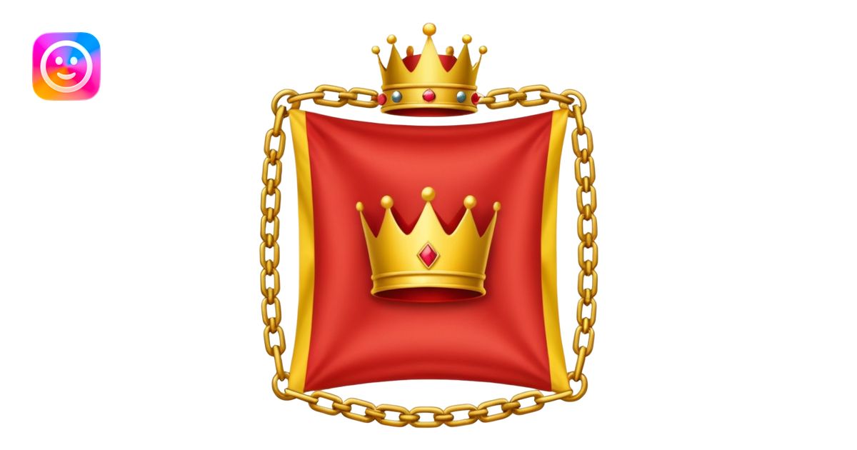 red flag with a crown on with a yellow square chains inside emoji | AI ...
