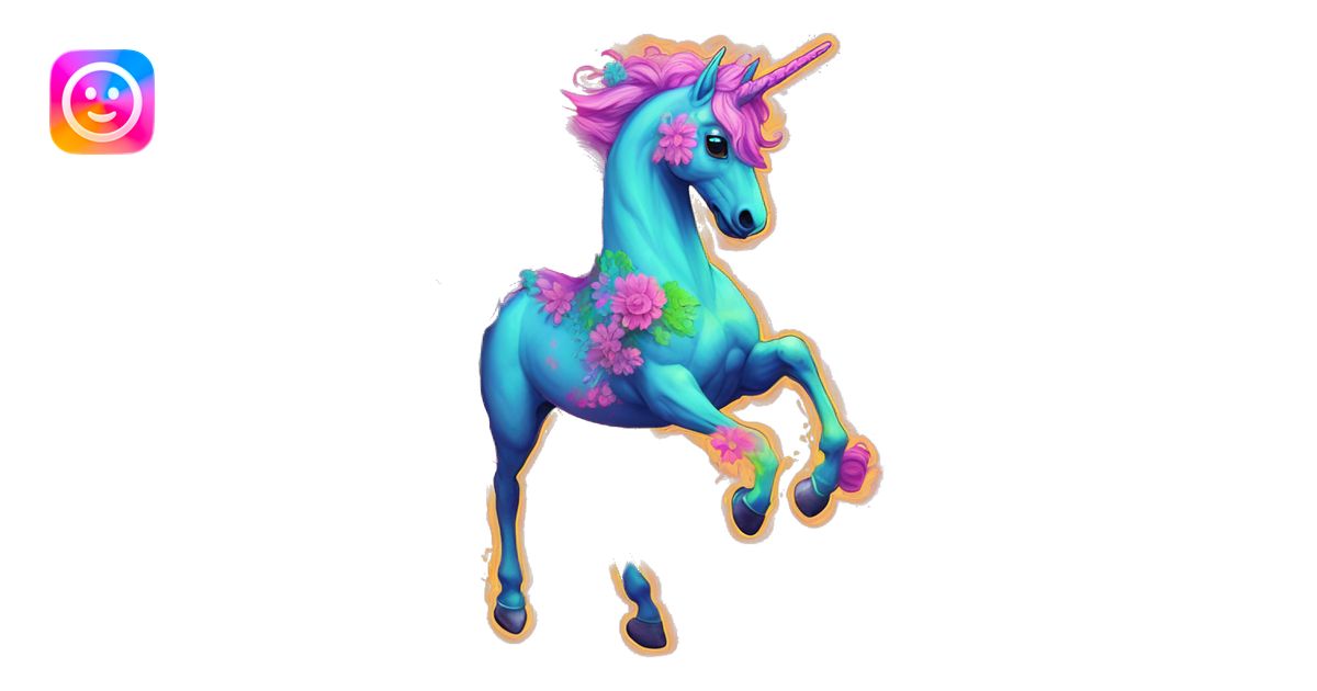 Zombie Pegasus unicorn psychedelic flowers floral groovy art neon rave ...