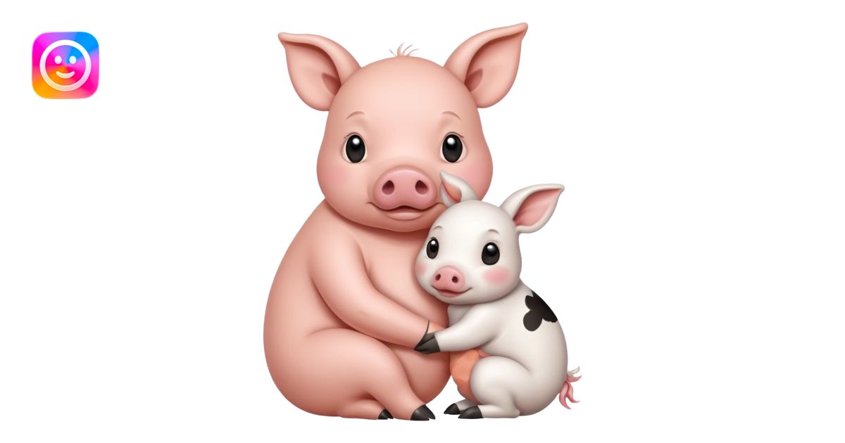 Home of rat, pig as parent hugging little cow, adult rabbit emoji | AI ...