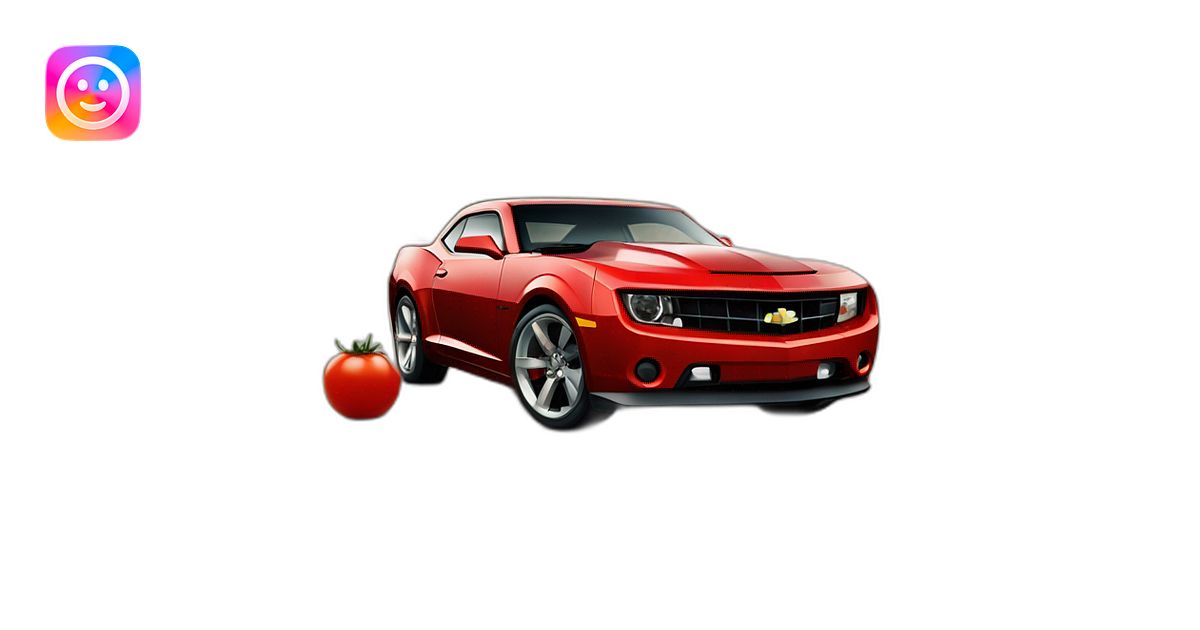 camaro being driven by a tomato with emo hair emoji | AI Emoji Generator