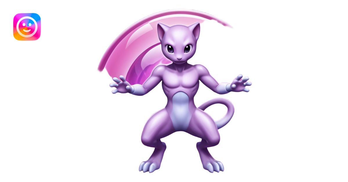Pokemon legendary purple and pink crystal mewtwo emoji | AI Emoji Generator