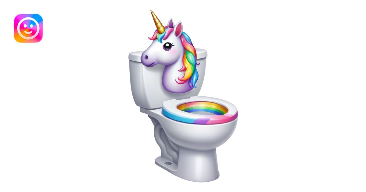 Unicorn poop in the toilet emoji | AI Emoji Generator