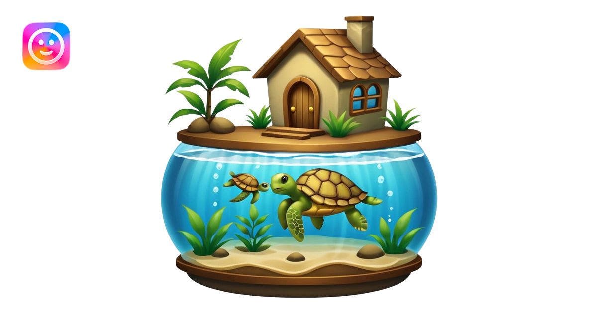 pet turtle in water house emoji | AI Emoji Generator
