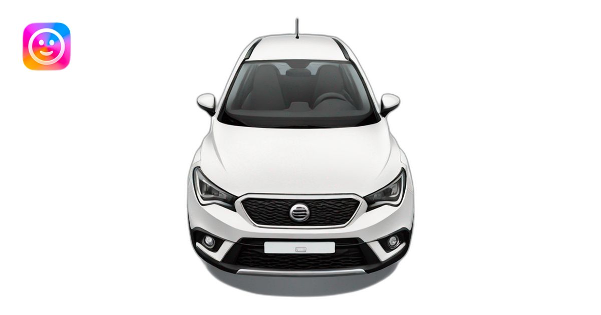 Comic drawing of new seat Arona black with white roof emoji | AI Emoji ...
