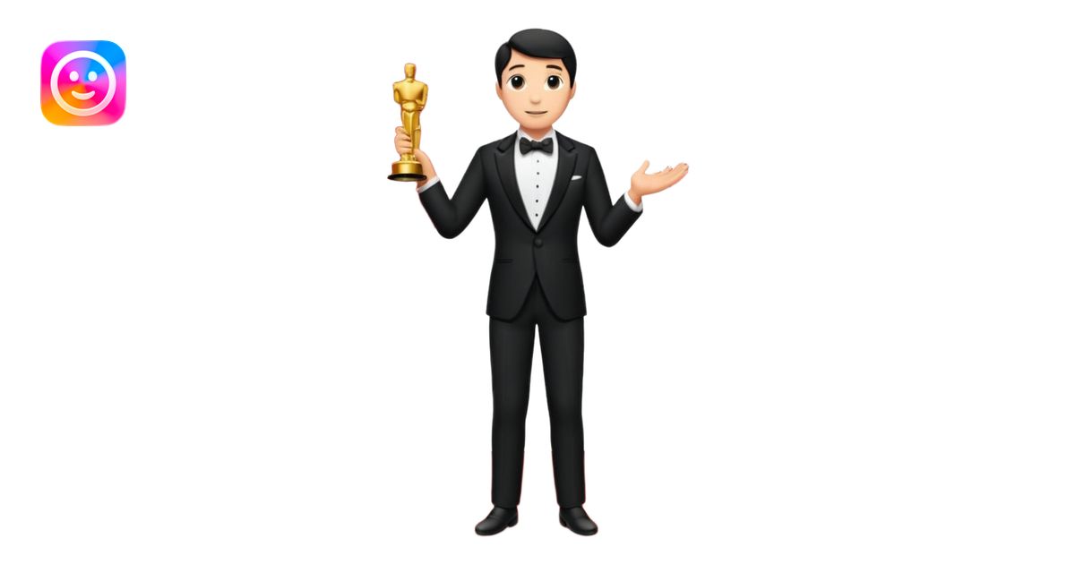 an actor standing on a red carpet with a formal tuxedo, with an oscar ...