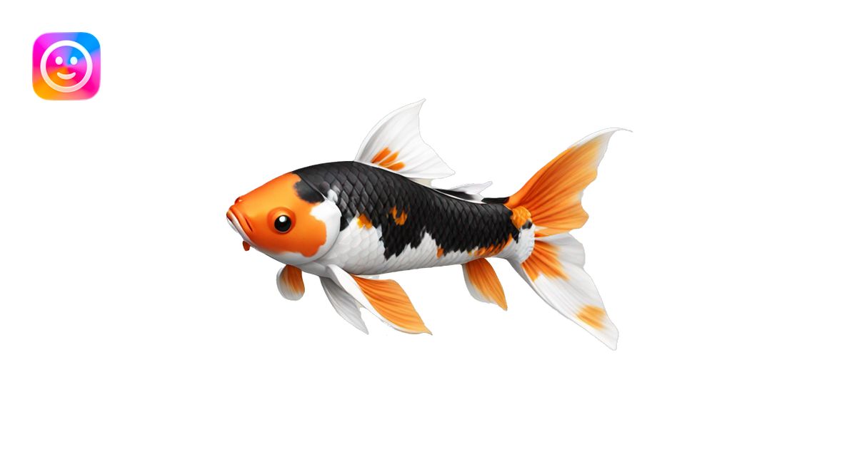Black + Orange + White realistic koi fish, top view emoji | AI Emoji ...