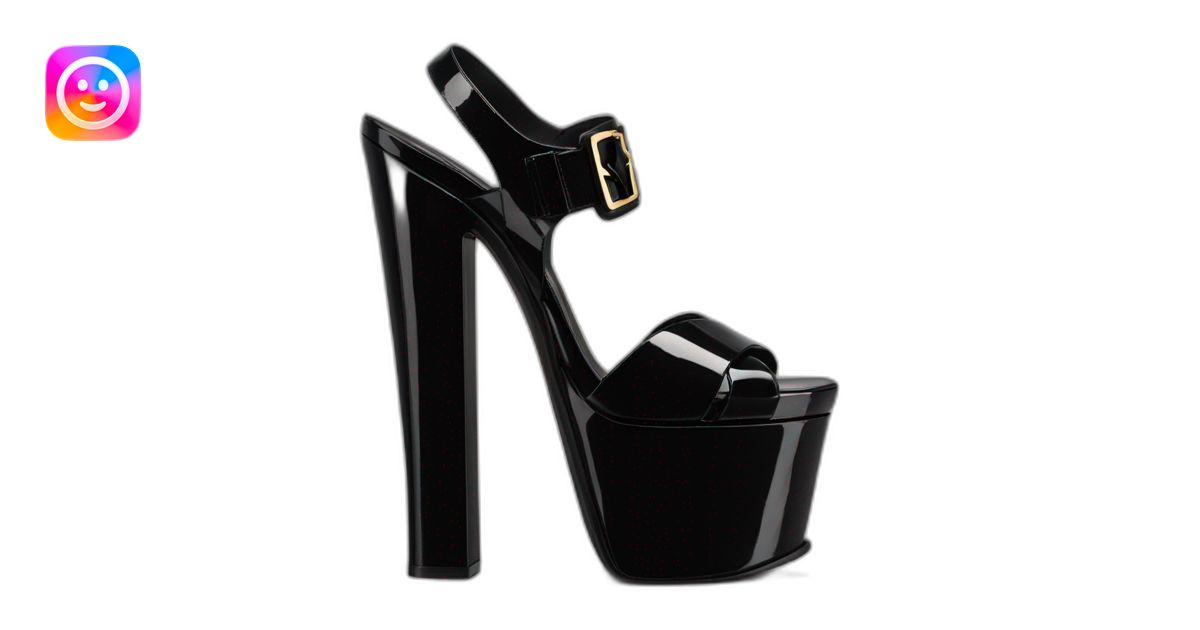 Ysl TRIBUTE PLATFORM SANDAL black PATENT LEATHER emoji | AI Emoji Generator