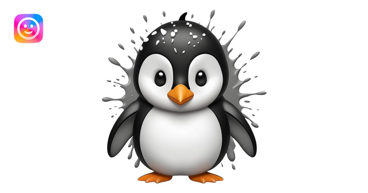 penguin bursting with cartoon explosion emoji | AI Emoji Generator