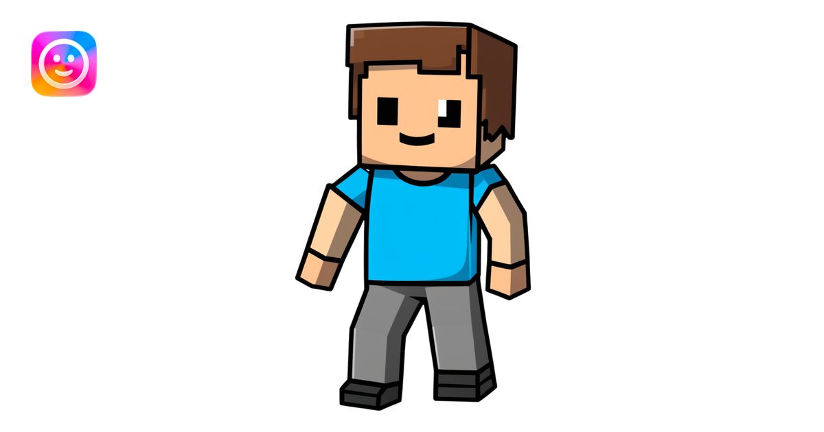 Minecraft Steve character in cartoon sticker style image | AI Emoji ...
