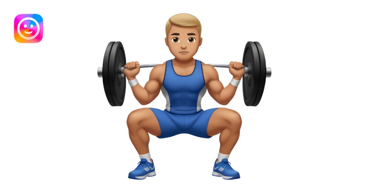 Guy squating without a dumbell emoji | AI Emoji Generator