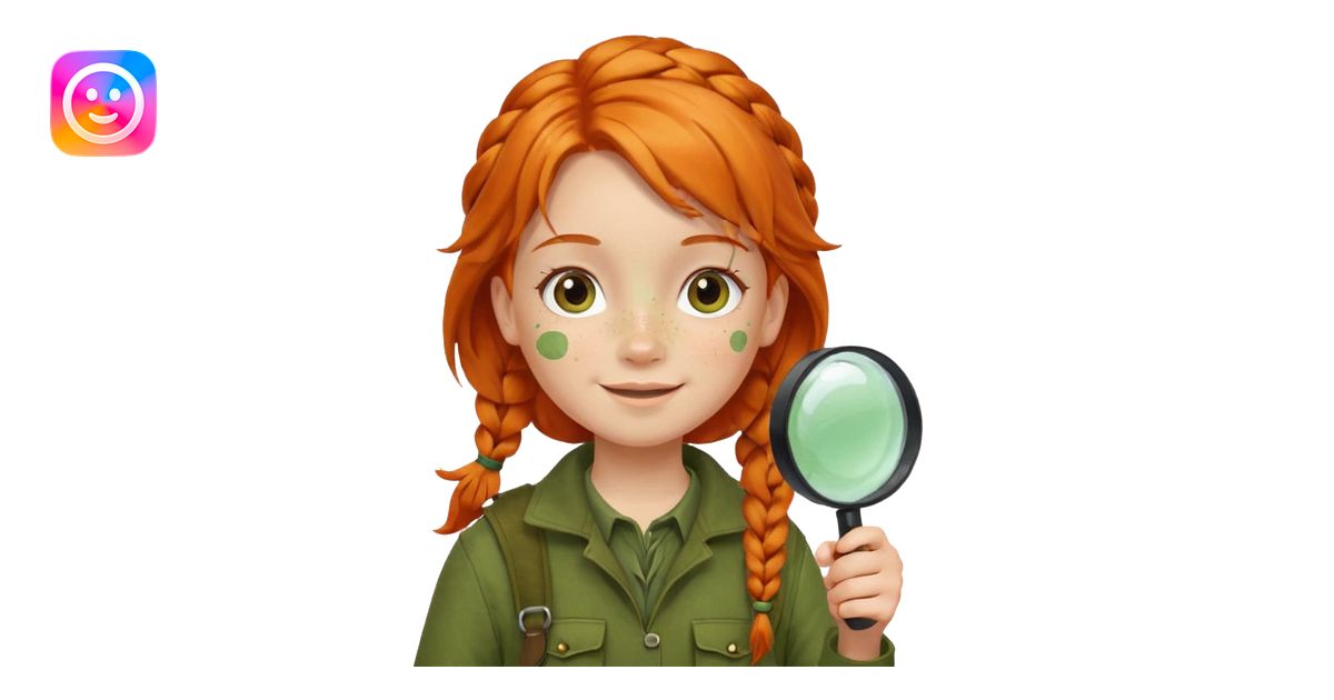 braid orange haired girl kid in moss green explorer outfit, holding ...