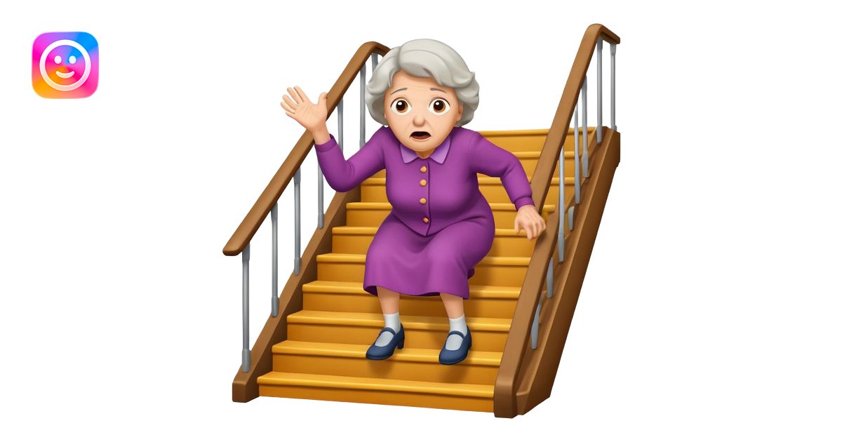 Make a emoji of a grandma falling down the stairs. emoji | AI Emoji ...