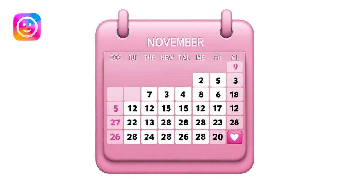 pink calendar of november 2025 emoji | AI Emoji Generator