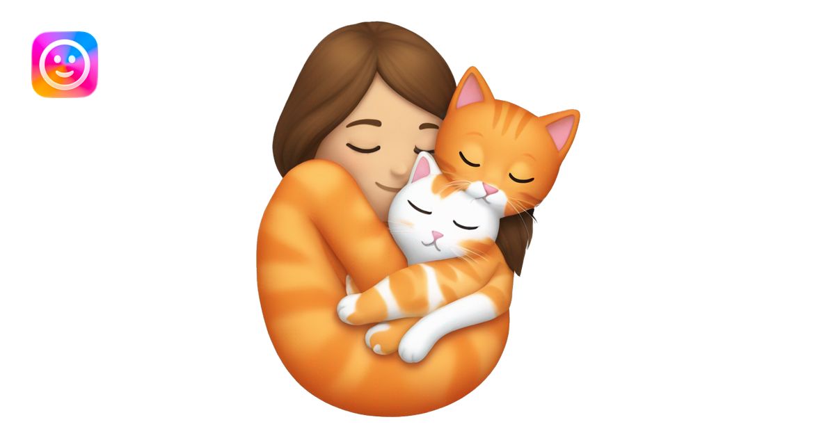 Orange kitty sleeping on brown brunette white girl's lap emoji | AI ...