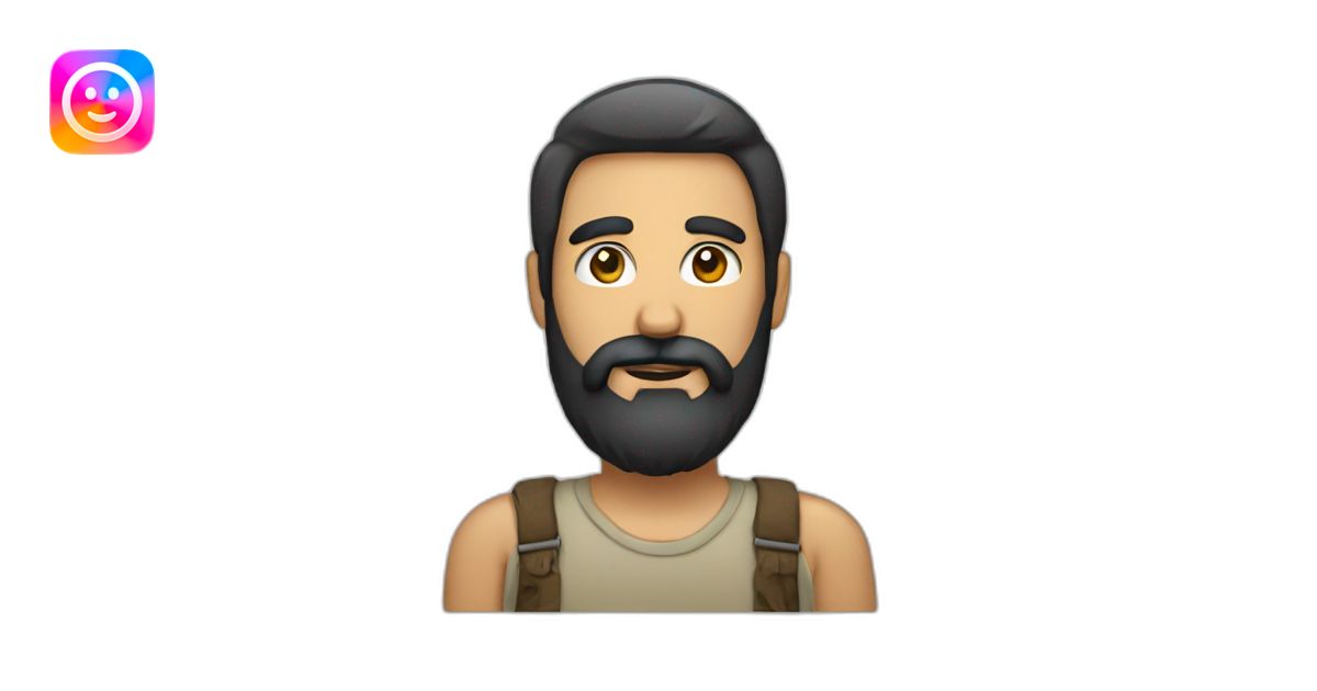 man with long black beard and short mustache emoji | AI Emoji Generator