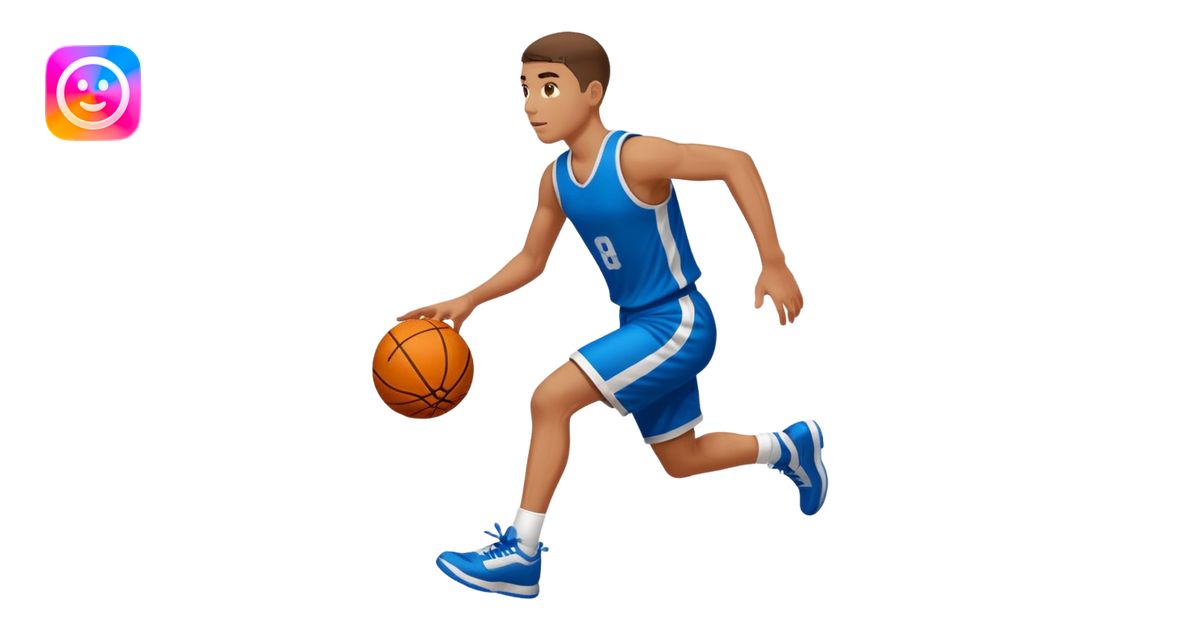 Basketball player running and dribbling the ball, sideways emoji | AI ...