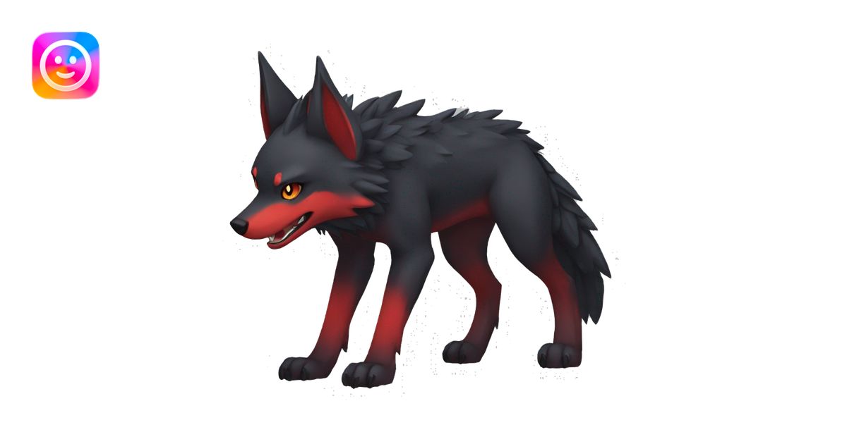 Cute cool black red nargacuga-wolf animal hybrid Fakemon full body ...