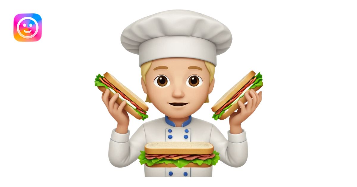 A 3D cartoon chef assembling a fresh sandwich with lettuce and meat ...