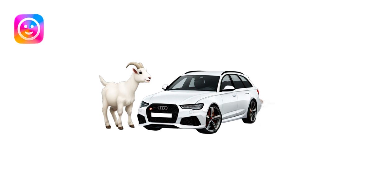 Goat driving black Audi RS6 emoji | AI Emoji Generator