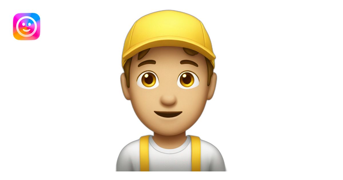 Boy wearing Yellow cap tube salesman emoji | AI Emoji Generator