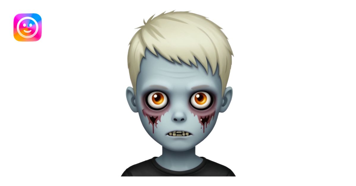 Zombie boy with emo pixie style hair cut emoji | AI Emoji Generator