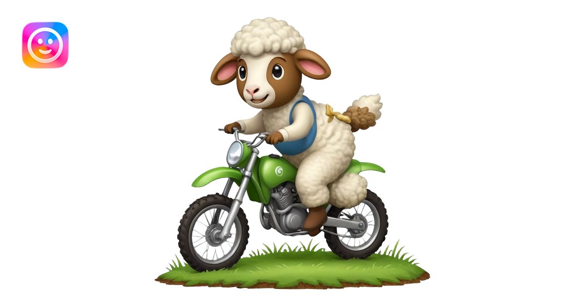 cartoon sheep on a dirt bike jumping emoji | AI Emoji Generator