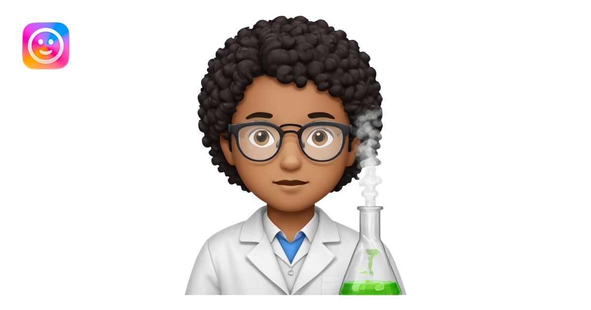 kid boy scientist brown skin, black curly hair emoji | AI Emoji Generator