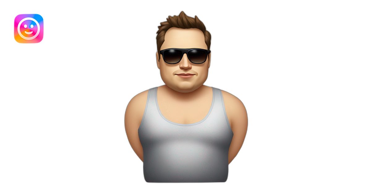 fat elon musk wearing a tank top and small sunglasses emoji | AI Emoji ...