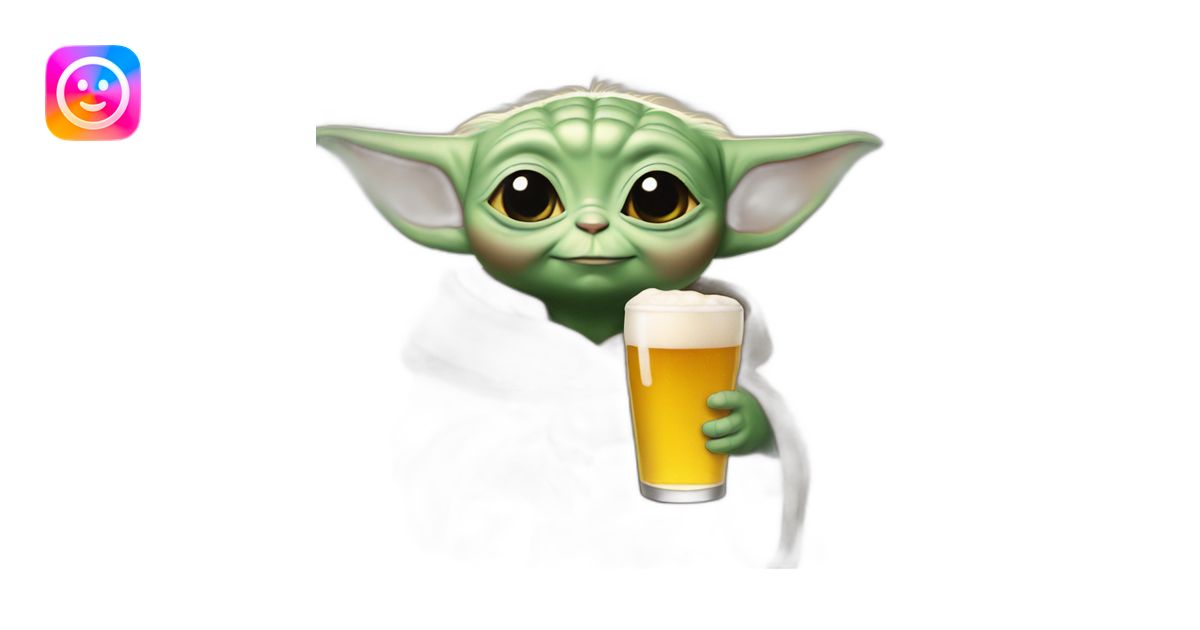 Baby yoda holding beer emoji | AI Emoji Generator