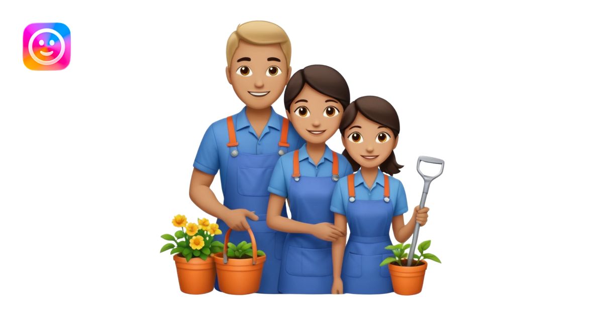 Housekeeping and gardener Couple emoji | AI Emoji Generator