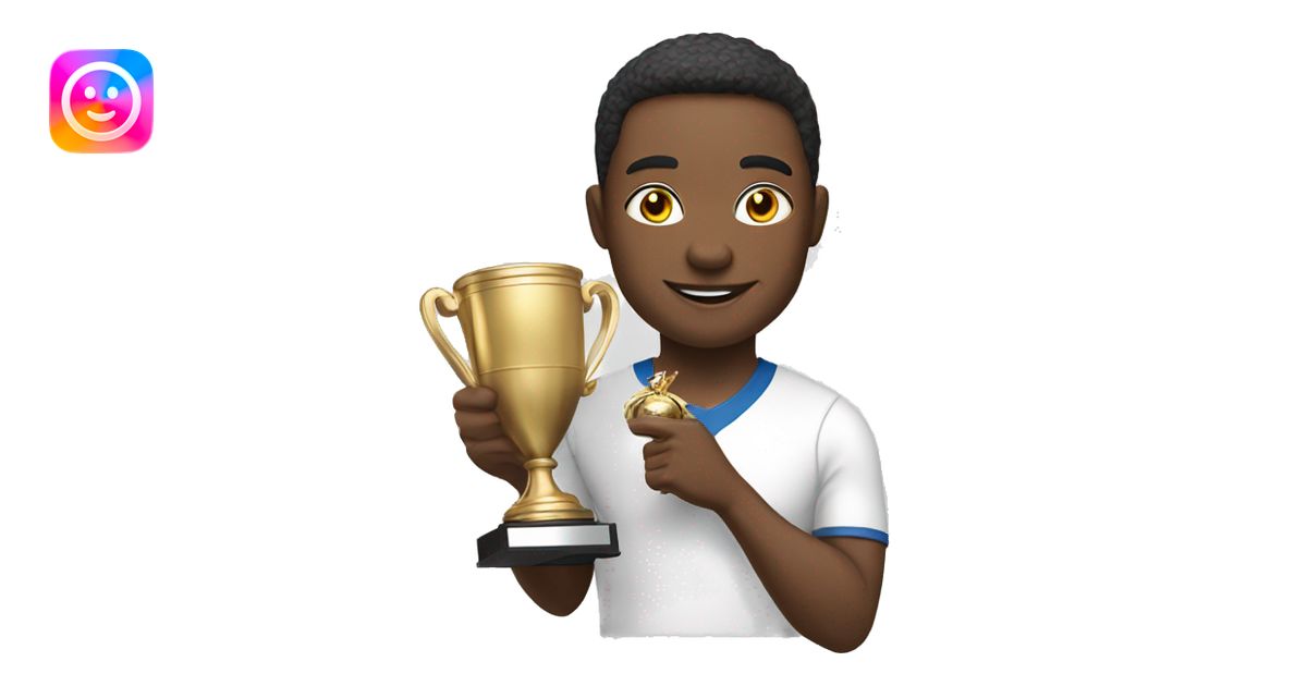 white athlete with winner trophy emoji | AI Emoji Generator