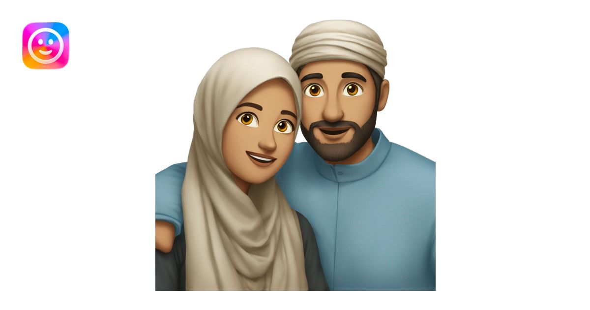 Un homme et une femme amoureux musulmans emoji | AI Emoji Generator