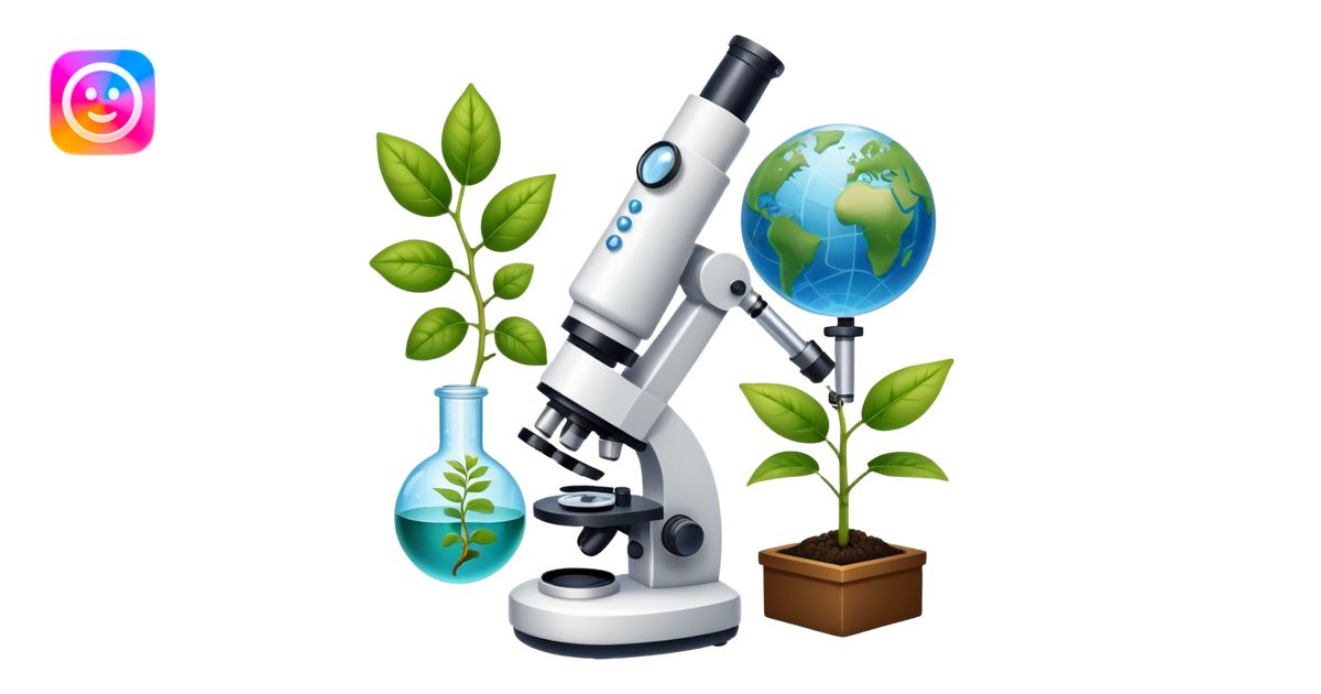 An icon featuring a DNA helix, a microscope, and a plant leaf ...