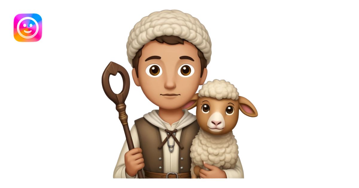 A shepherd with a staff and a sheep emoji | AI Emoji Generator
