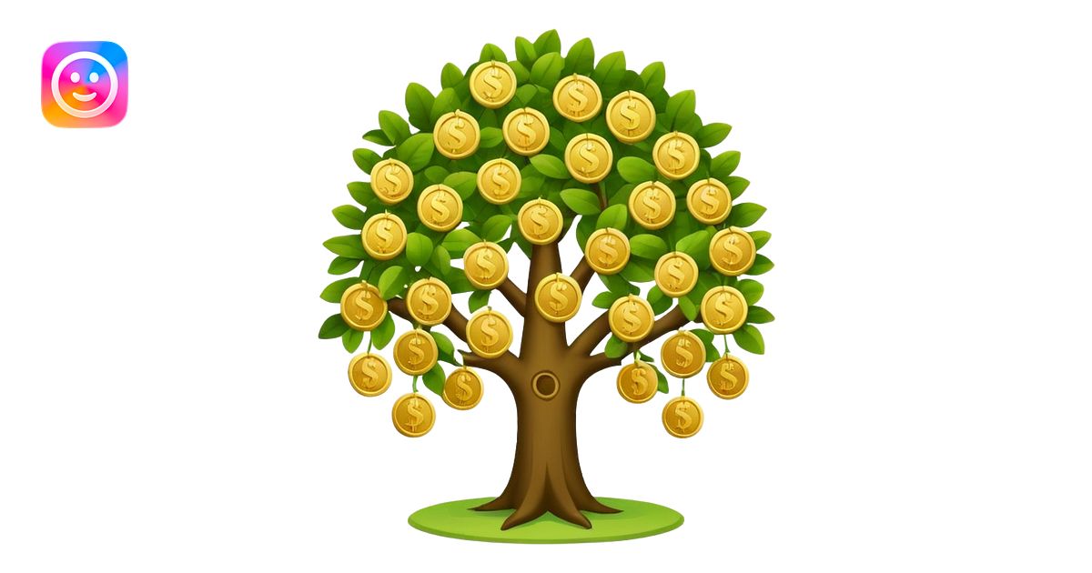 Apple-style money tree, round soft green canopy. No pot, no ground ...
